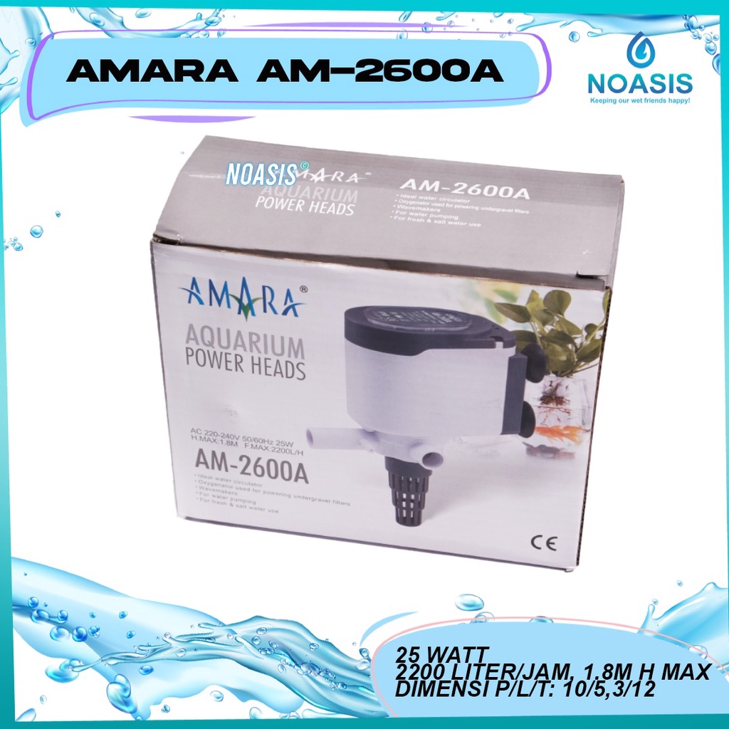Jual NOASIS POWER HEAD AQUARIUM AMARA AM 2600 A AM - 2600 A POMPA AIR CELUP WATT RENDAH LOW WATT ...