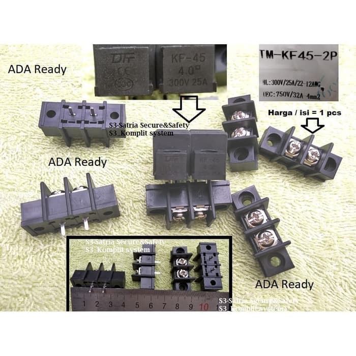 Jual stc38 Besar Hitam Terminal Blok 2P PCB 2 P baut 2 Pin 2Pin KF45 ...