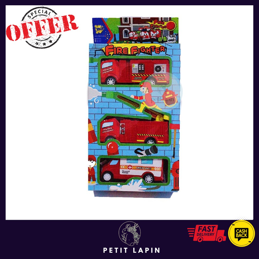 Jual Mainan Anak Mobil Pullback Pemadam Kebakaran dan Konstruksi Mini ...