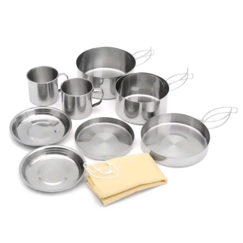 Jual Cooking set 8 in 1 stainless steel outdoor bonus 2 cangkir ...