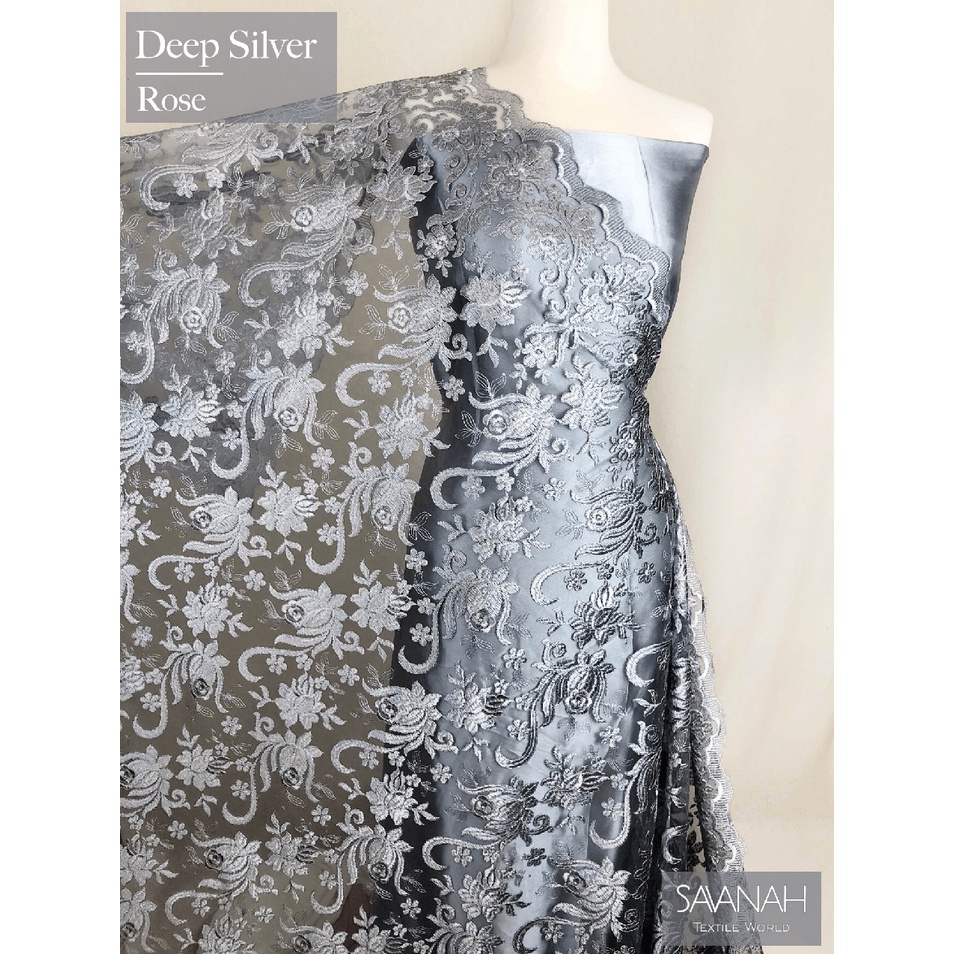 Jual 1/2 meter Bahan Kain Brokat / Brukat Warna Deep Silver | Shopee ...
