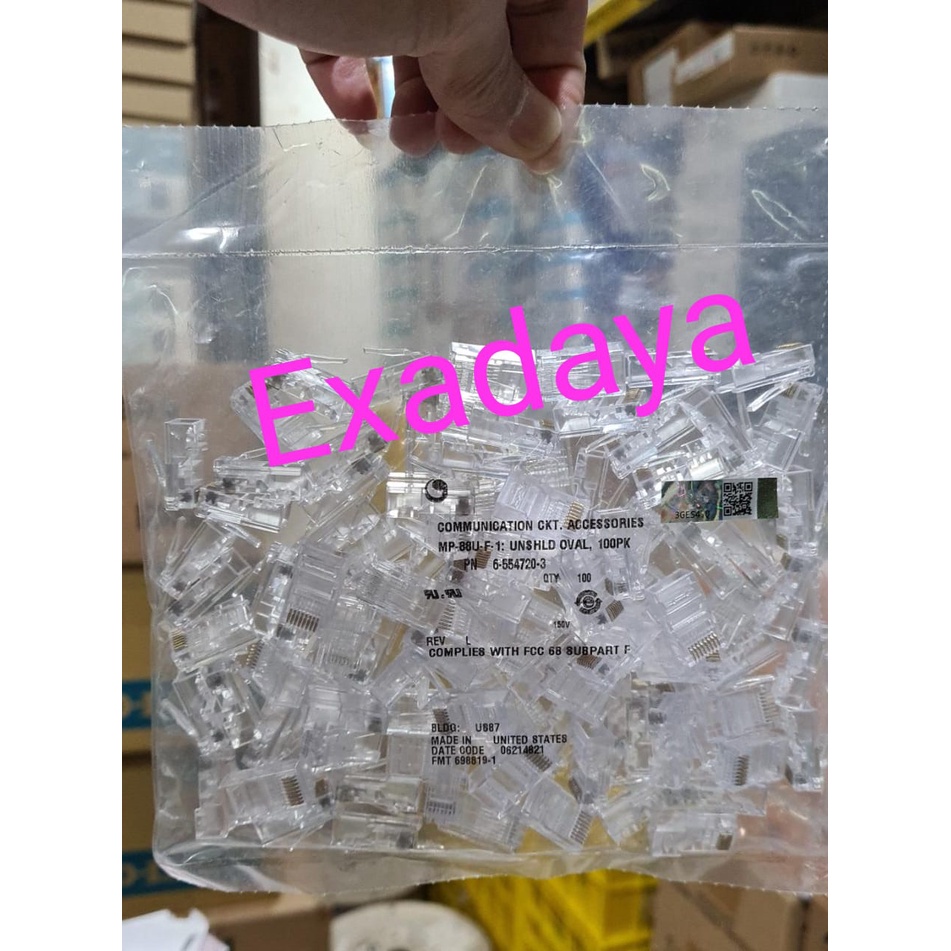 Jual AMP Connector Cat5 Rj45 RJ-45 Cat.5e ( isi 100pcs ) Original ...
