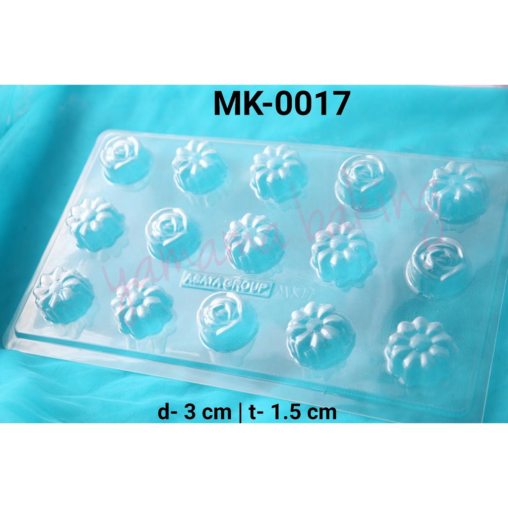 Jual MK-0017 Cetakan mika coklat fondant puding bunga mawar rose ...