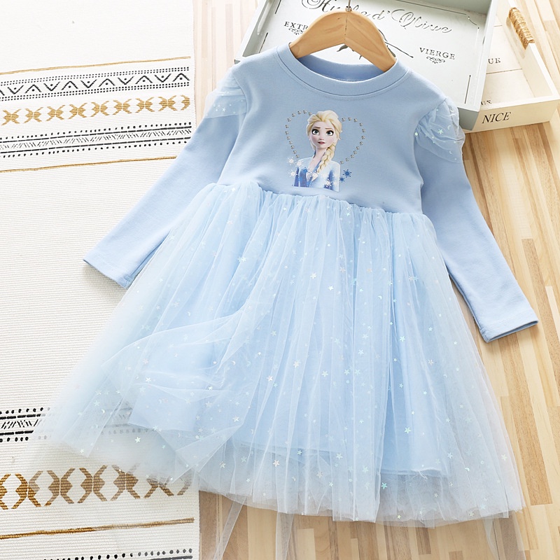 Jual Anak Perempuan Frozen Elsa Dicetak Tulle Princess Dress Anak ...