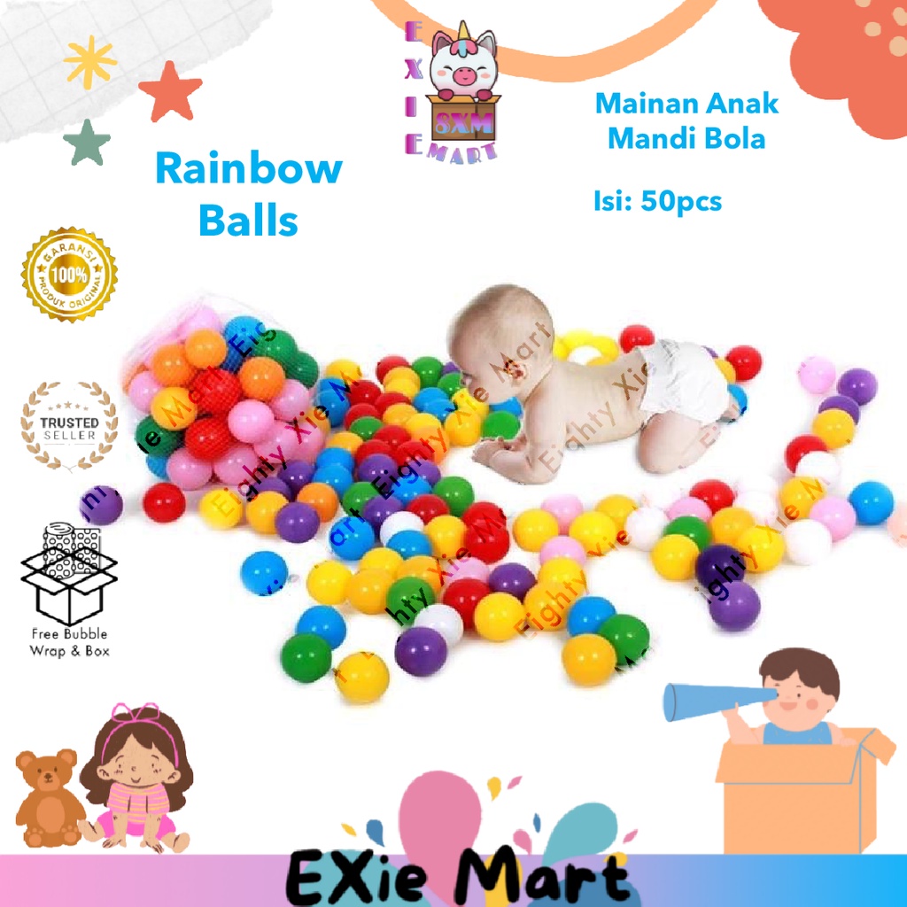 Jual MAINAN ANAK BOLA PLASTIK ISI 50 & 100 PCS- RAINBOW BALL - MANDI ...