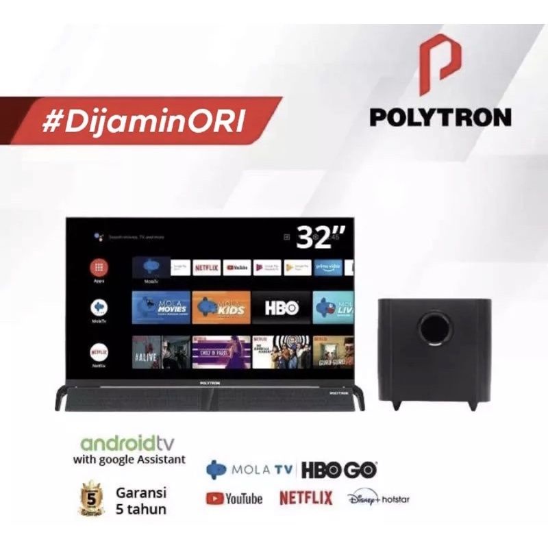Jual TV LED POLYTRON 32 INCH SMART TV ANDROID SOUNDBAR 32 BAG 9858 ...