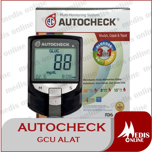 Jual Autocheck GCU Alat Cek Gula Kolesterol Dan Asam Urat / Autocheck ...