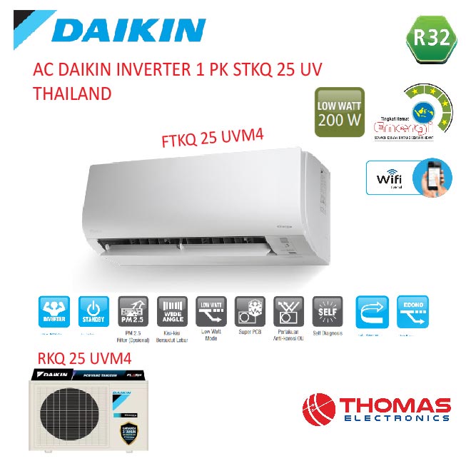 Jual AC DAIKIN INVERTER 1 PK STKQ 25 UV THAILAND R32 GARANSI RESMI | Shopee Indonesia