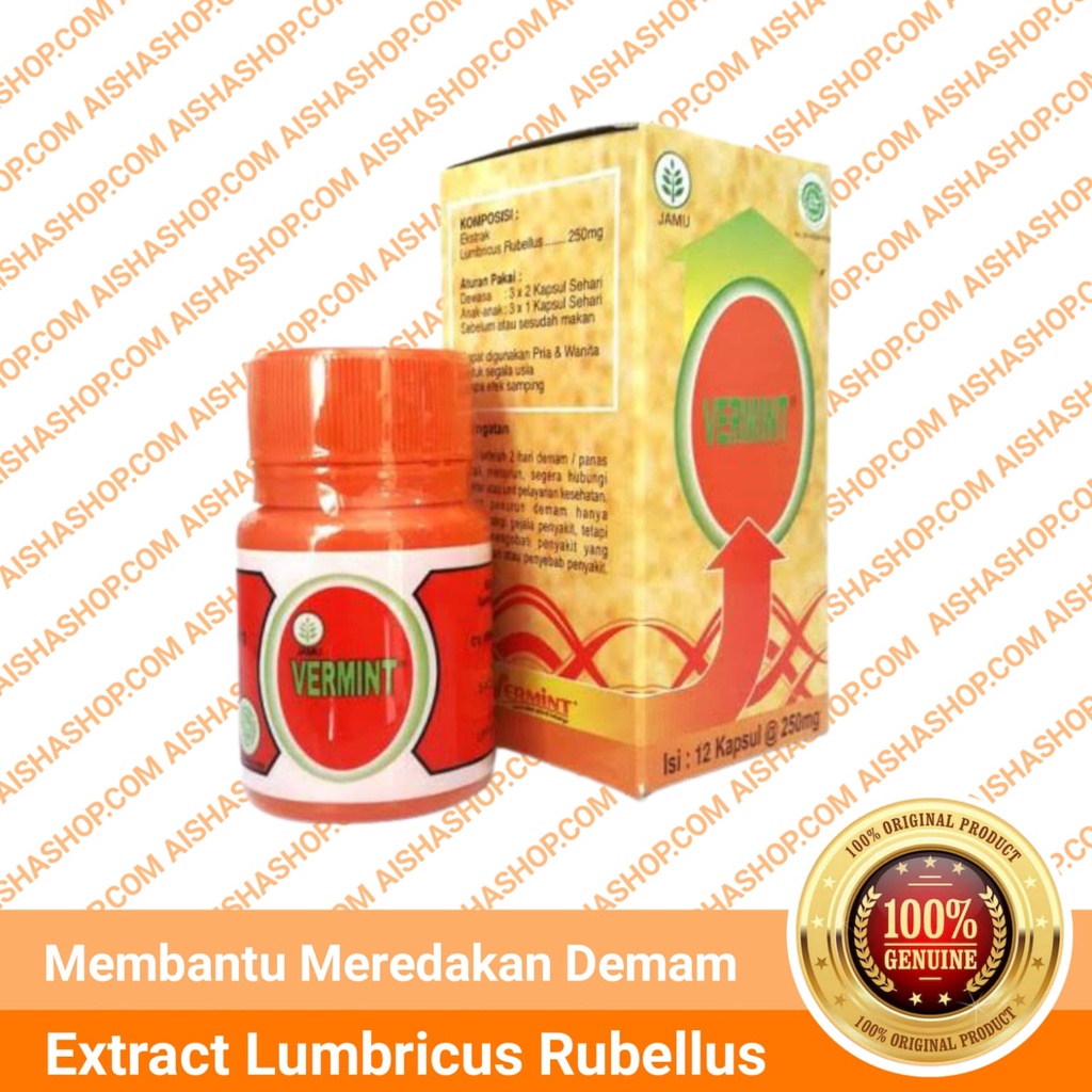 Jual Vermint Original Extrak Cacing Tanah Obat Demam Tipes isi 12 ...