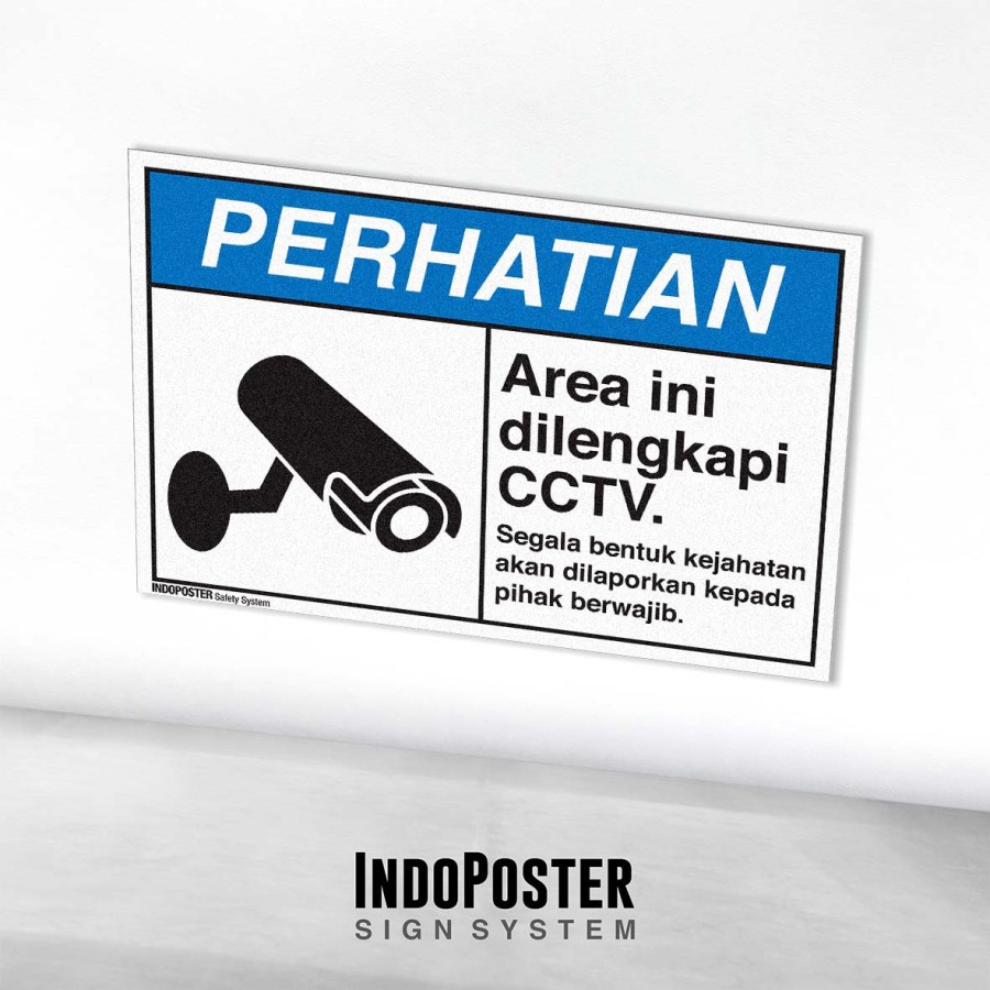 Jual Stiker Safety Sign Rambu K3 ANSI Area Ini Dilengkapi CCTV | Shopee Indonesia