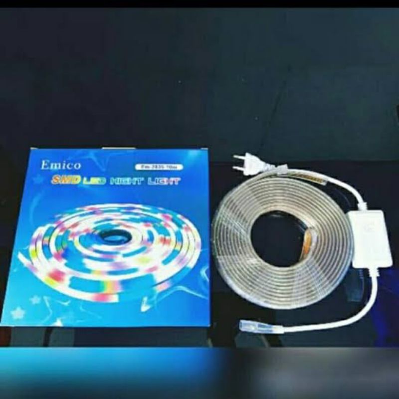 Jual LED strip Emico 10m RGB + Soket | Shopee Indonesia