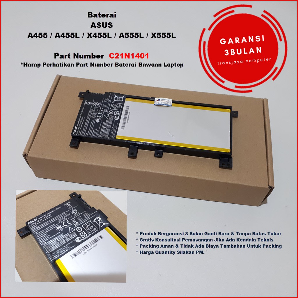 Jual Baterai Battery Asus A455 A455L X455L X455LA X455LD X454 X454W X454WA X454Y X454YA X454L ...