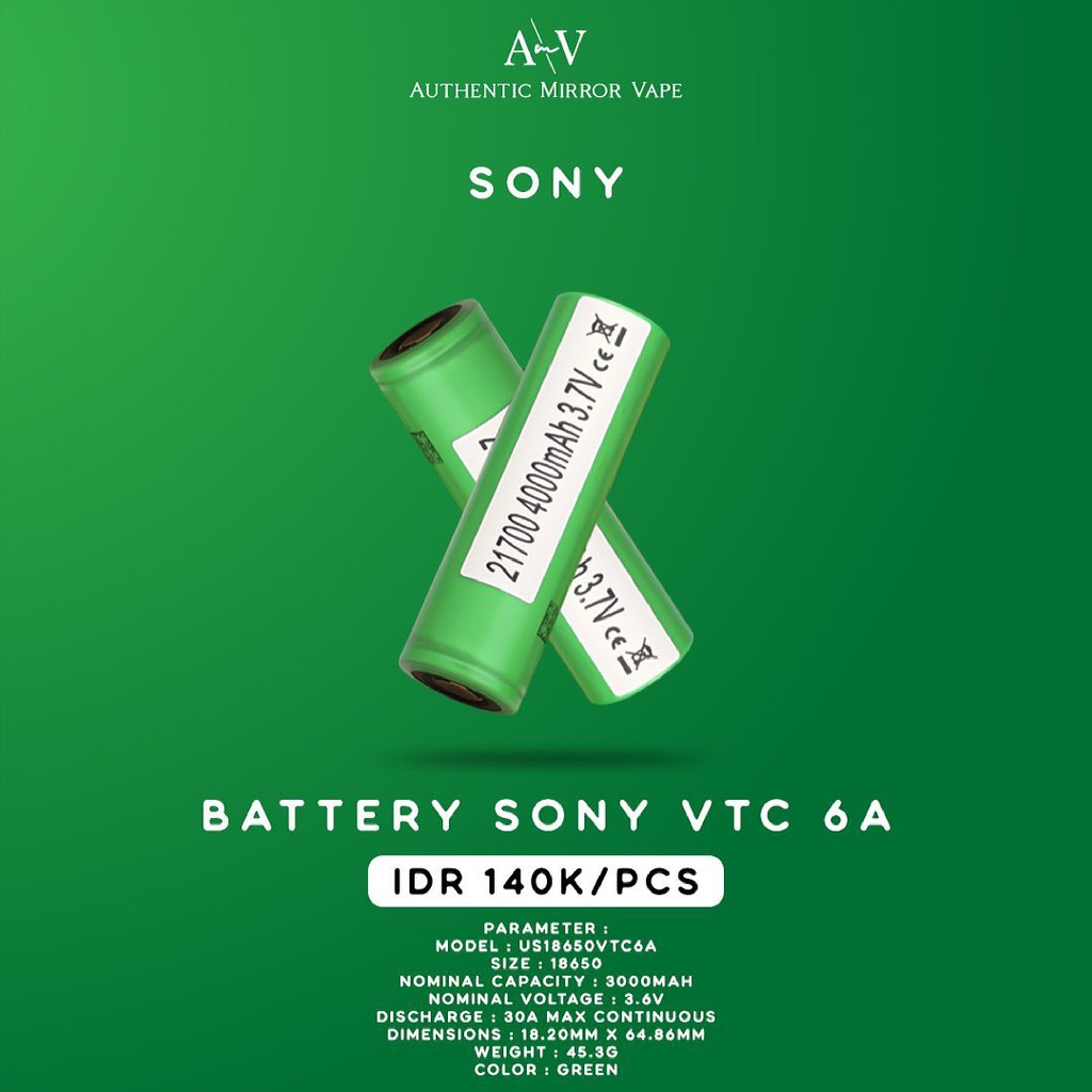 Jual Battery Sony VTC 6A 21700 3000mAh By Sony 100% Authentic - BT ...