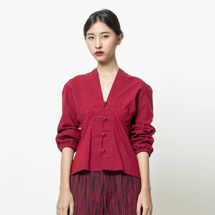 Jual OE - Atasan Wanita Tenun Merah Niu BEST SELLER! | Shopee Indonesia