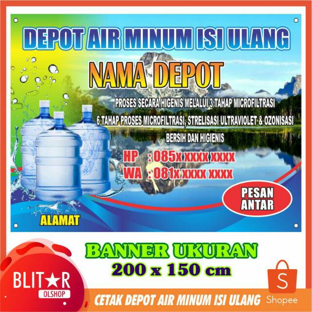 Jual Cetak Banner Depot Air Minum Isi Ulang Ukuran 200x150 cm | Shopee Indonesia