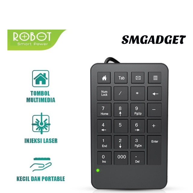 Jual Keyboard Mini ROBOT RK01 Numeric Keypad Black Tombol Multimedia ...