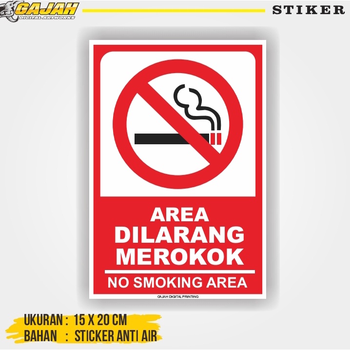 Jual Sticker Dilarang Merokok / Stiker Dilarang Merokok / Sticker No ...