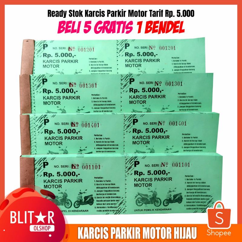 Jual Karcis Parkir Motor Tarif 5000 Kertas Warna Best Seller | Shopee ...