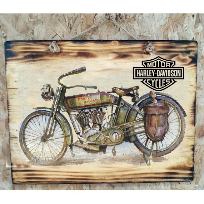 Jual HIASAN DINDING LUKISAN KAYU MOTOR HARLEY DAVIDSON PAJANGAN VINTAGE ...