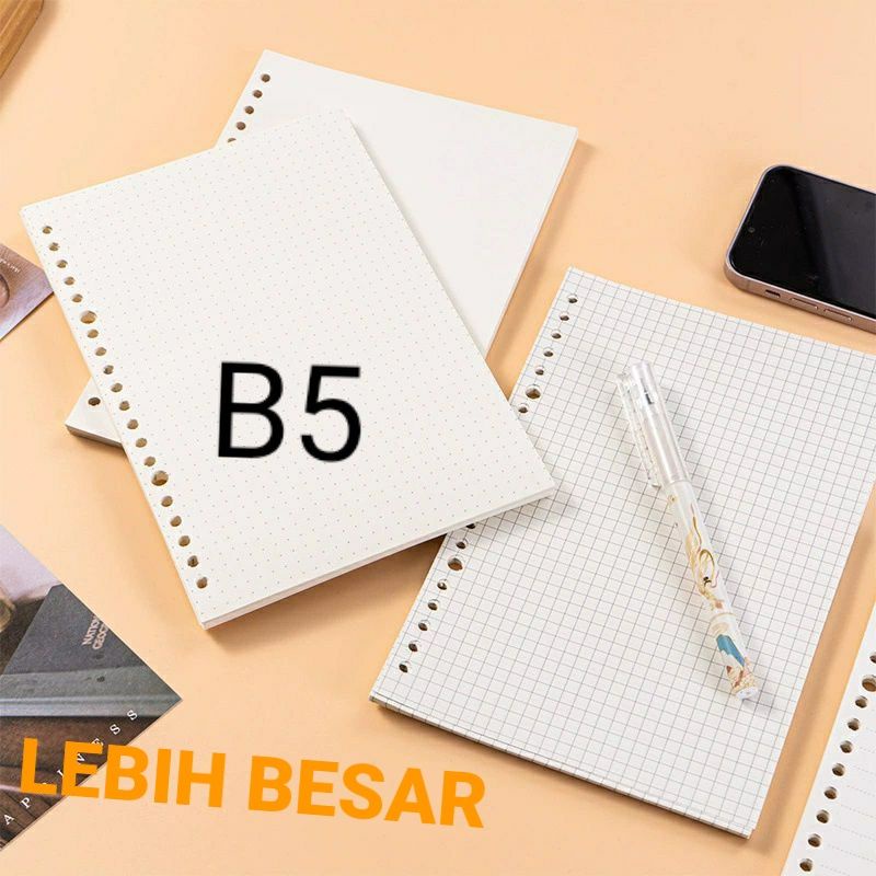 Jual loose leafe B5 isi binder kertas file B5 24 ring line grid blank ...