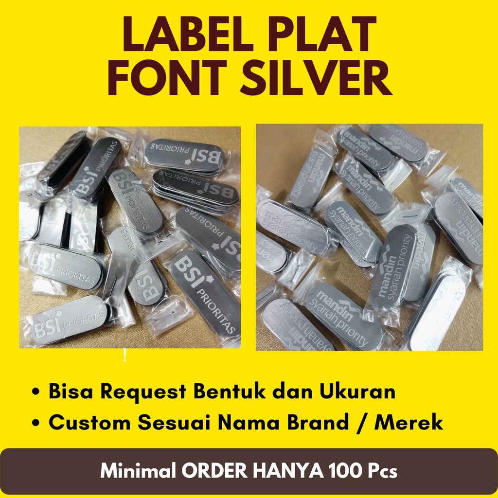Jual LABEL HIJAB BAHAN STAINLESS STEEL FONT WARNA SILVER Sesuai Nama ...