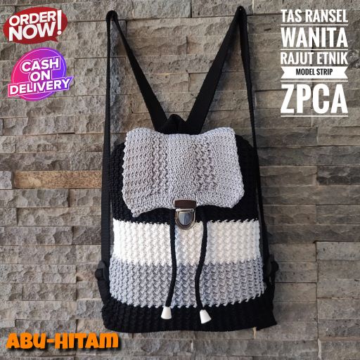 Jual Tas Ransel Rajut Wanita Strip Milenial Terlaris | Shopee Indonesia
