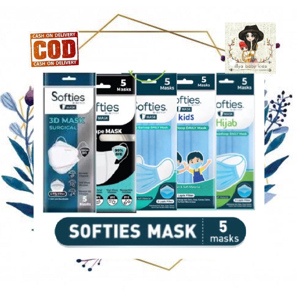 Jual SOFTIES MASKER 3D duckshape EARLOOP, HIJAB, KIDS DAILY , surgical ...