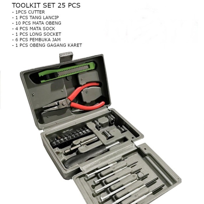 Jual Tools mini kit set 25pcs home tool set obeng tang mata obeng ...