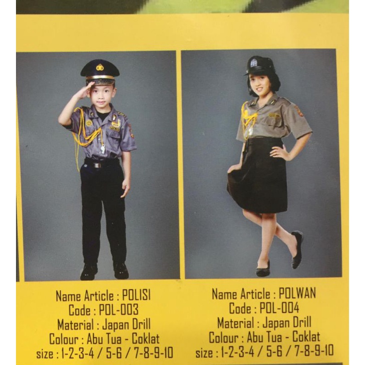 Jual Baju Setelan Anak polisi Pria Wanita 3-8 tahun Size L | Shopee ...
