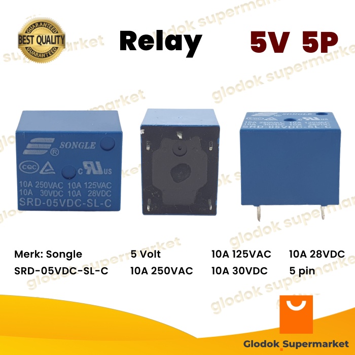 Jual Relay Songle DC 5V 5 Pin SRD-05VDC-SL-C Riley 5 Volt 5p Mini Power Relays PCB | Shopee ...