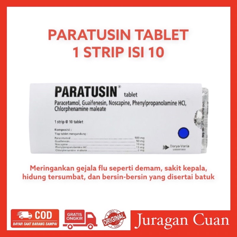 Jual PARATUSIN TABLET OBAT FLU DEMAM SAKIT KEPALA HIDUNG TERSUMBAT ...