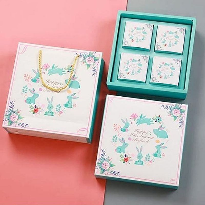 Jual BOX MOONCAKE SET 8,5 UK.100-125GR ISI 4 (5SET) | Shopee Indonesia