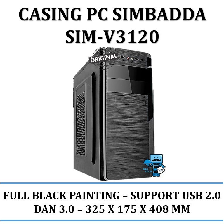 Jual Casing PC Simbadda Sim V 3120 - Full Black Design | Shopee Indonesia