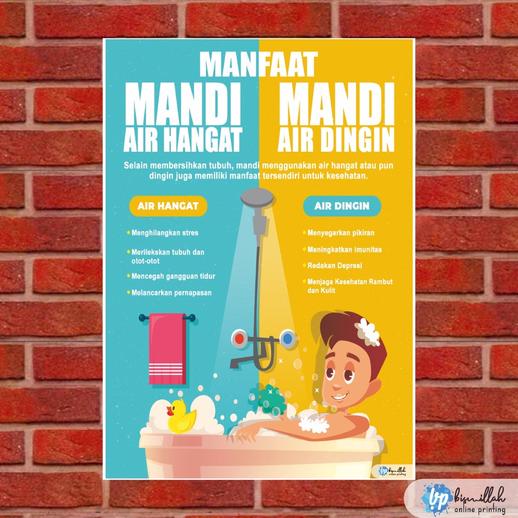 Jual Poster Kesehatan Manfaat MAndi Air Hangat / Mandi Air Dingin ...