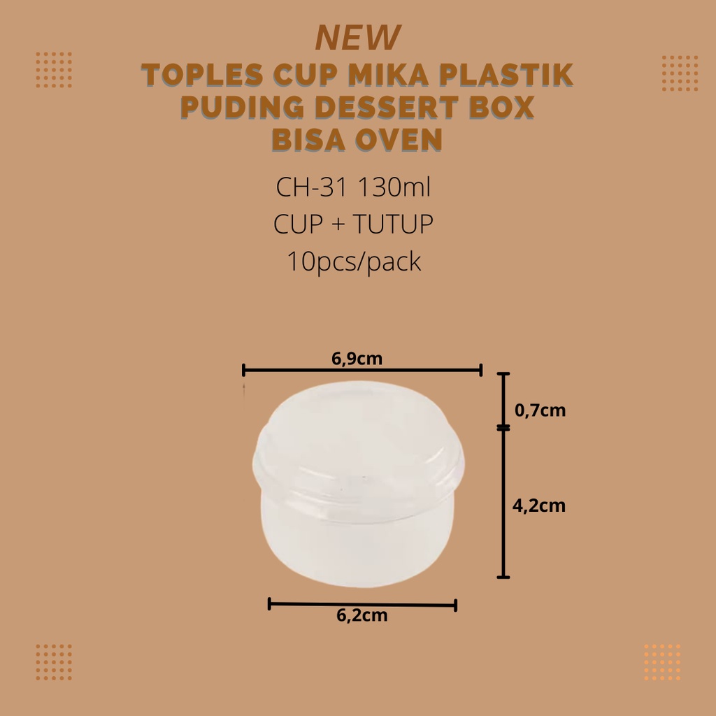 Jual toples cup mika / dessert box 130ml CH-31 tahan panas bisa oven isi 10pcs | Shopee Indonesia