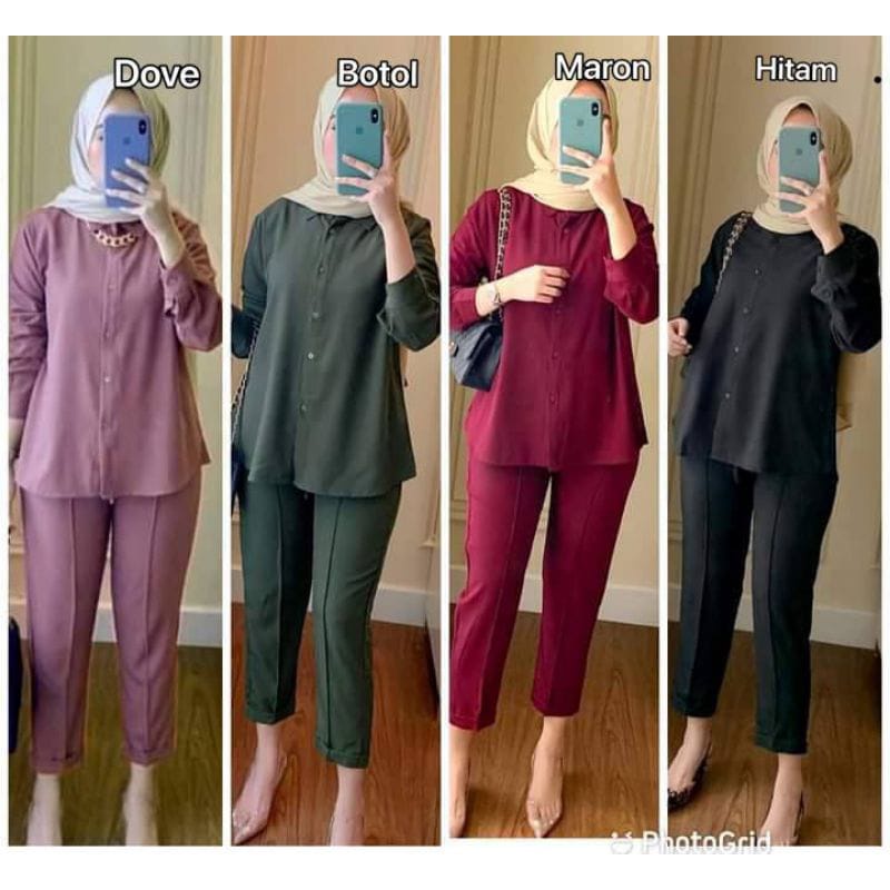 Jual setelan wanita polos / setcel wanita kekinian / one set wanita ...