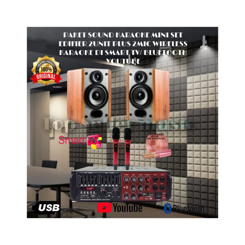 Jual PAKET KARAOKE SET MINI EDIFIER AMPLI BLUETOOTH KARAOKE SMART TV ...
