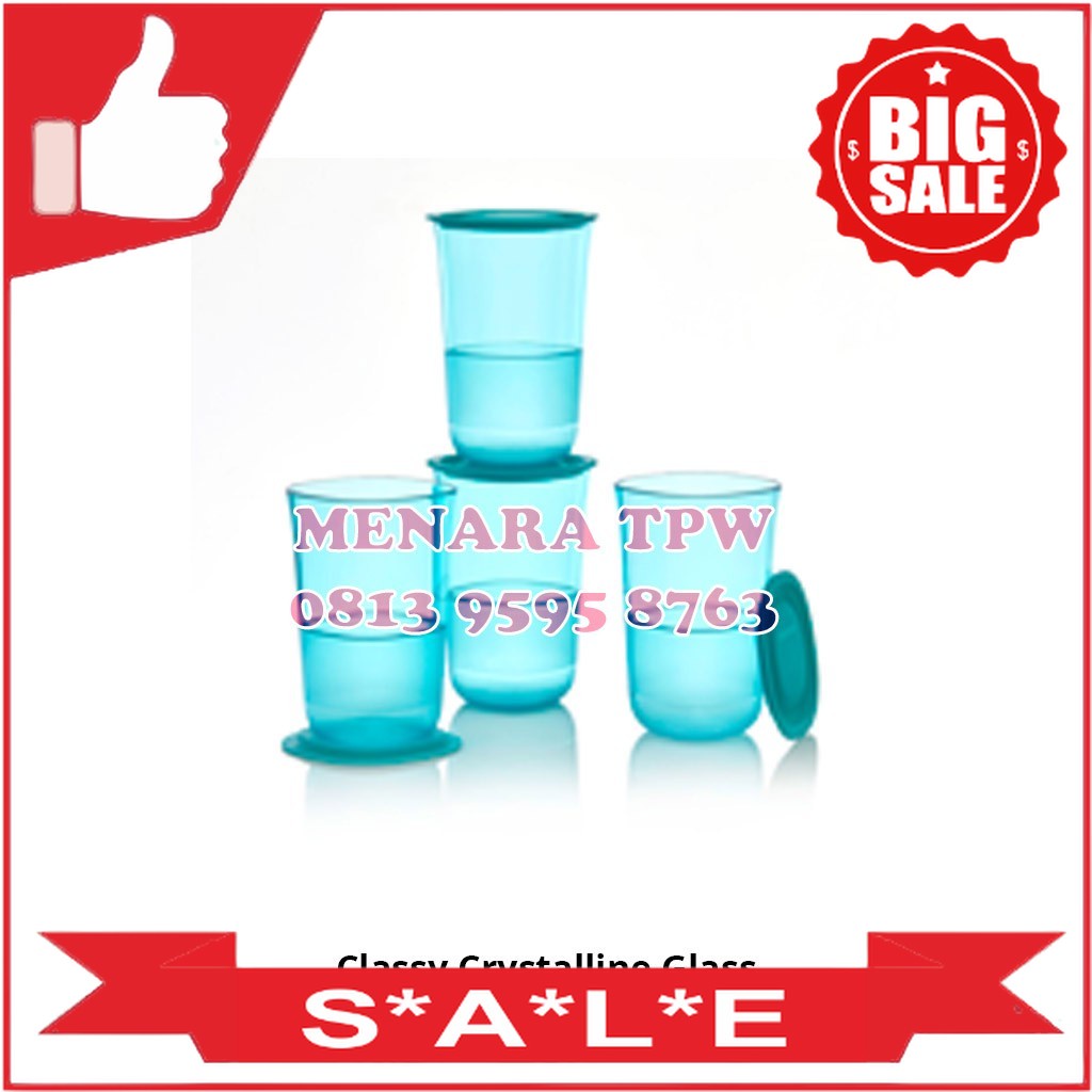 Jual [SALE] 50% Tupperware Gelas Kristal Biru high glass 4pcs ...