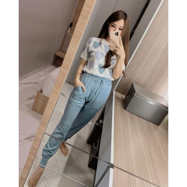 Jual ndudshop kode: 2189 (vee knit set) rajut hati | Heart sequin ...