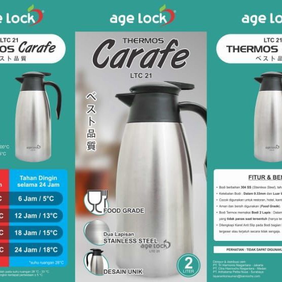 Jual Age Lock Termos Air/Thermos Carafe 2000ml 2L LTC 21 - Clear ...