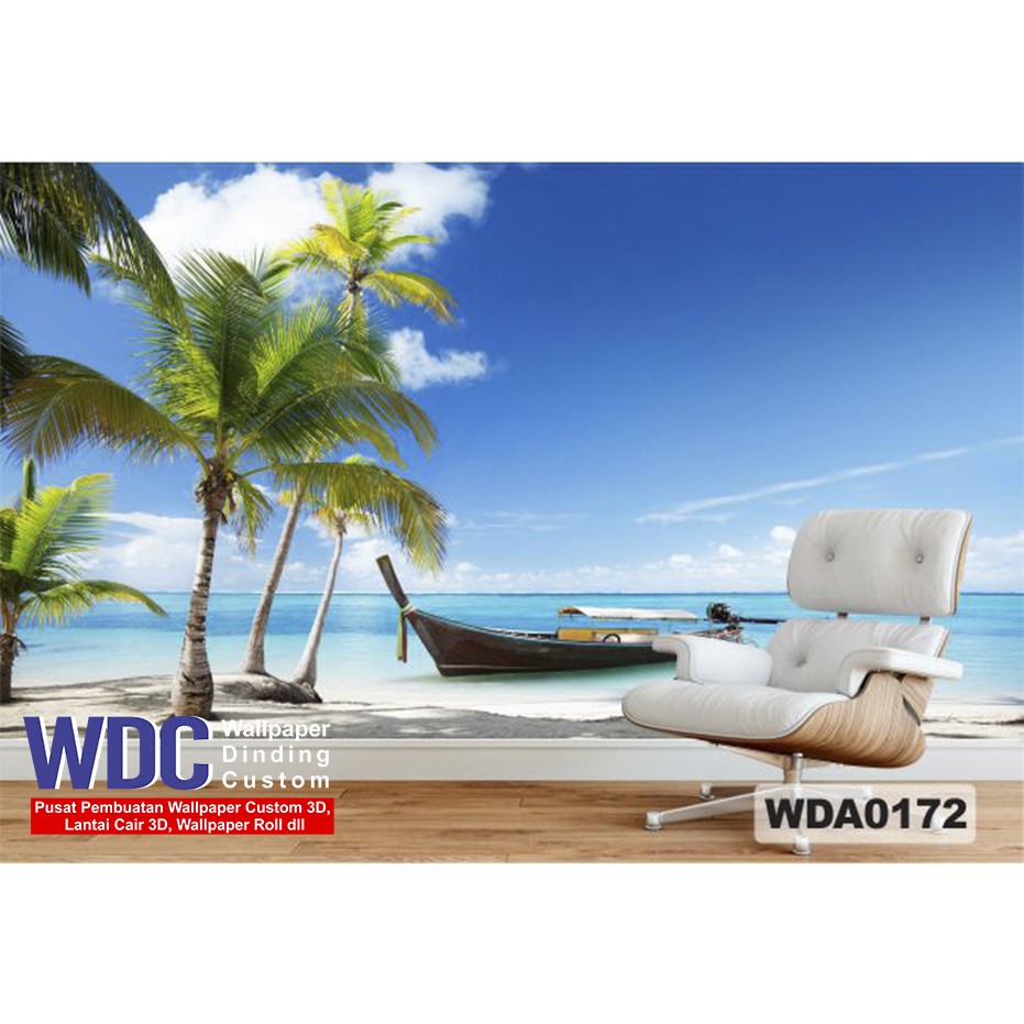 Jual wallpaper custom 3d pantai, wallpaper pantai 3d, wallpaper dinding ...