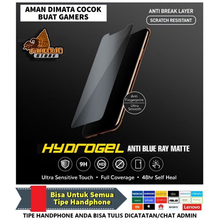 Jual Anti Gores Hydrogel Anti Blue Ray Matte All Tipe Handphone Xiaomi/Poco/Oppo/Realme/Samsung ...