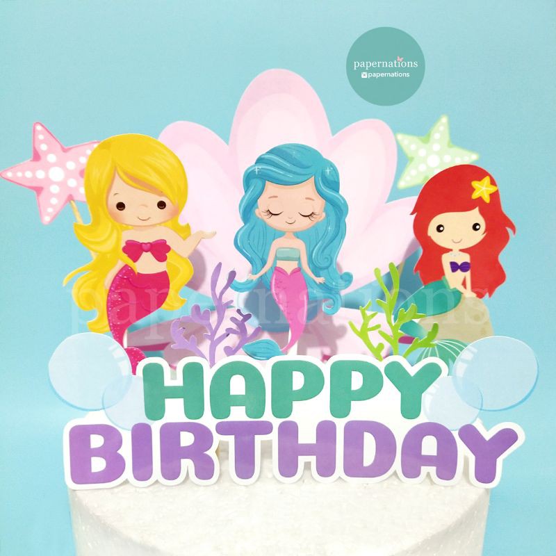Jual Mermaid Cake Topper Set / Cake Topper Set Mermaid / Cake Topper ...
