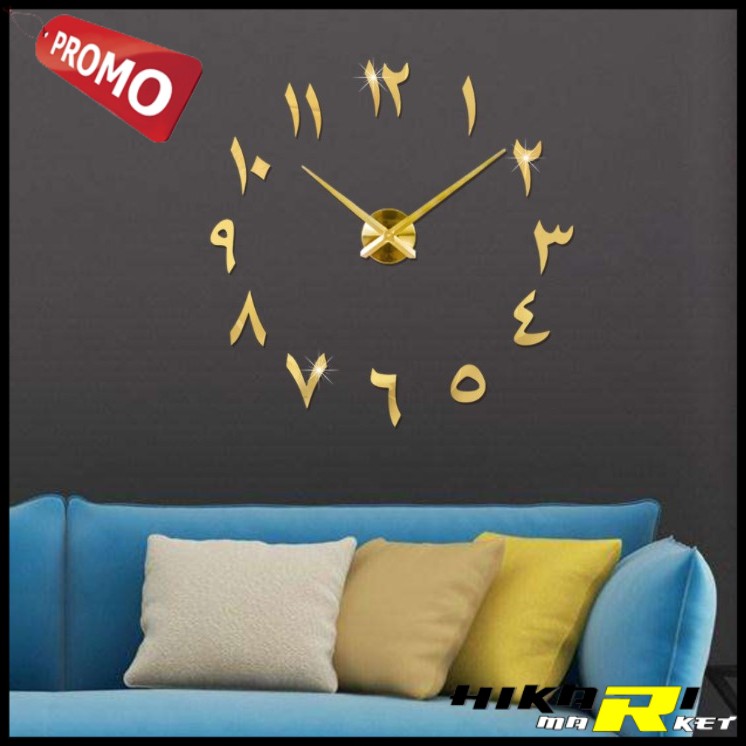 Jual Jam Dinding Ukuran Besar Angka Arab / Jam DIY Islam Huruf Hijaiyah ...