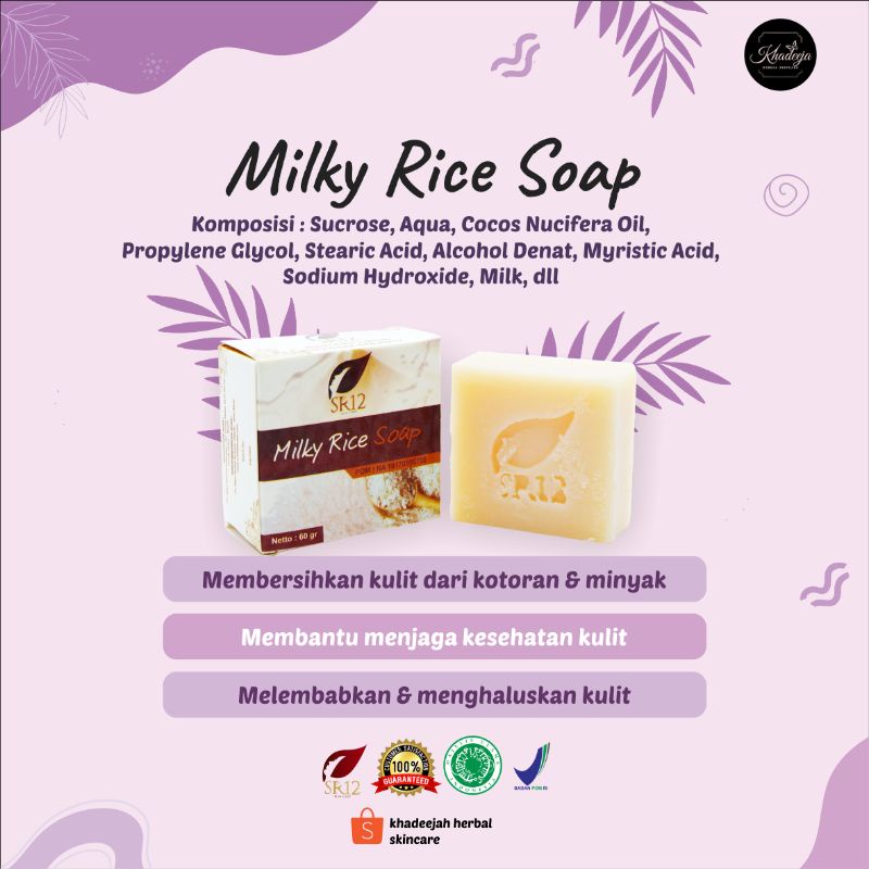 Jual SR12 Milky Rice Soap Membersihkan Kulit dari Kotoran dan Minyak ...