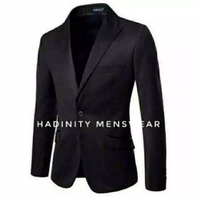 Jual Jas Blazer Vali Jas Pria Formal Kancing Dua Slim Fit Hitam Jas Wisuda Kerja Kuliah | Shopee ...