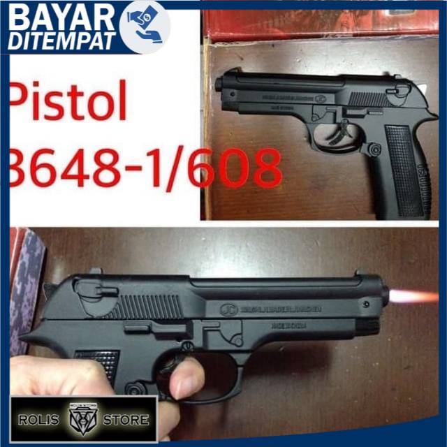 Jual Korek Pistol Full Metal - Lighter Pistol Black - 608 Leather ...