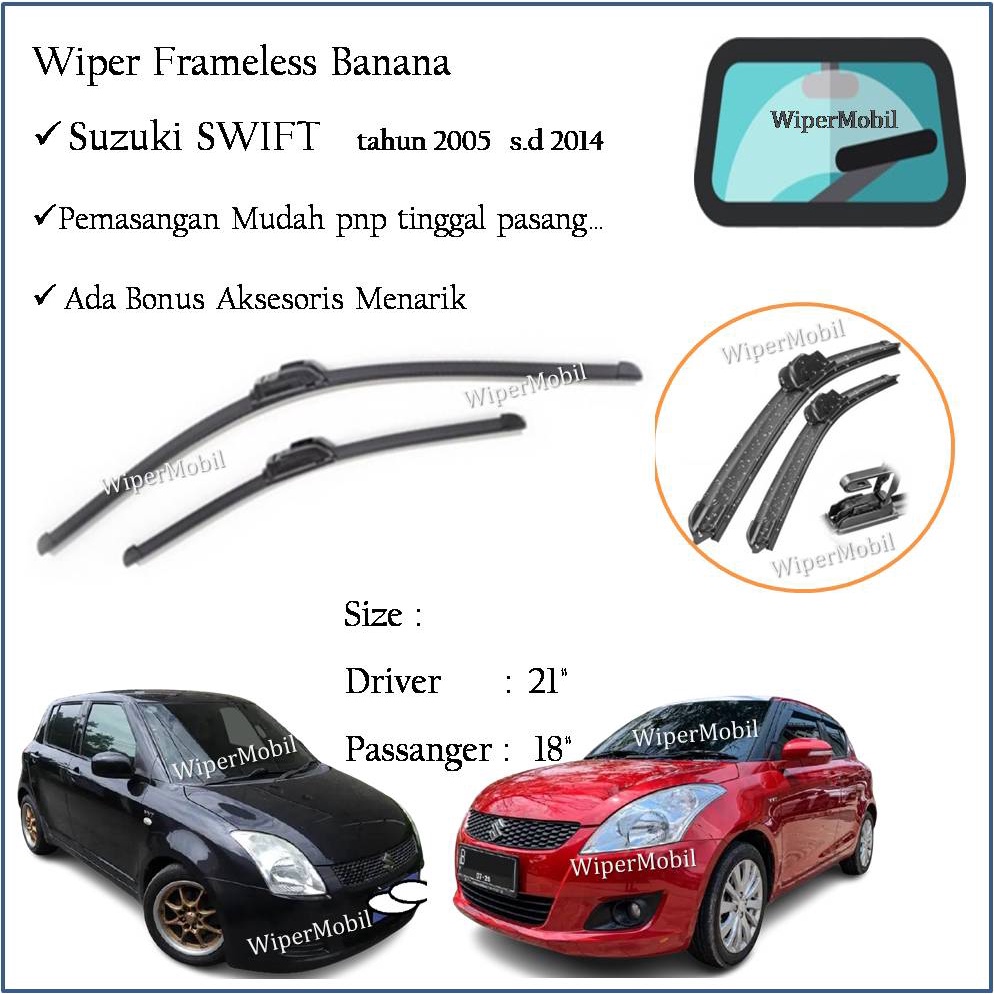 Jual Soft Wiper kaca Mobil Suzuki Swift 2005 2006 2007 2008 2009 2010 ...