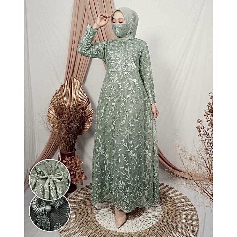 Jual GAMIS BUSUI NAMIRA/TILE FULL BRUKAT MUTIARA/SIZE S M/L/XL/XXL/3L/DRESS KONDANGAN/GAMIS ...