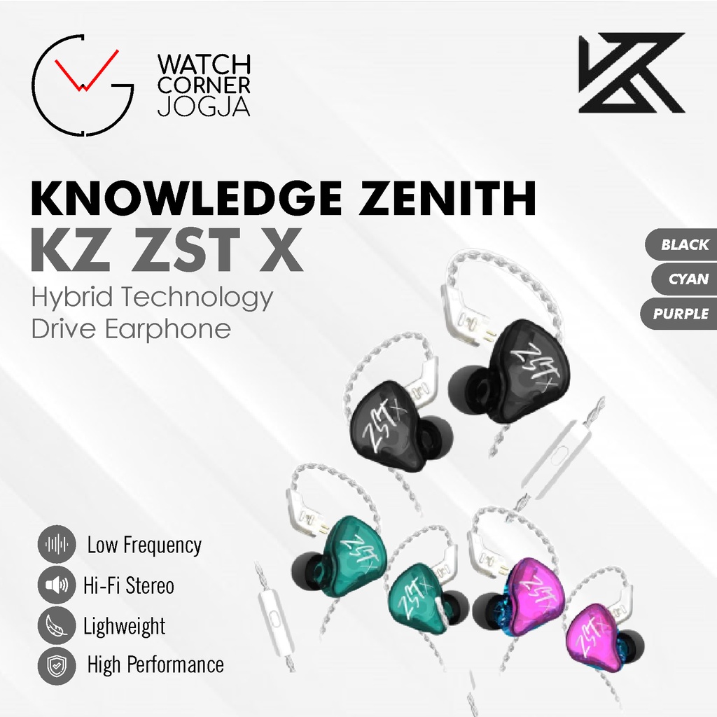 Jual Knowledge Zenith KZ ZST X Earphone with MIC 1BA 1DD In Ear ...